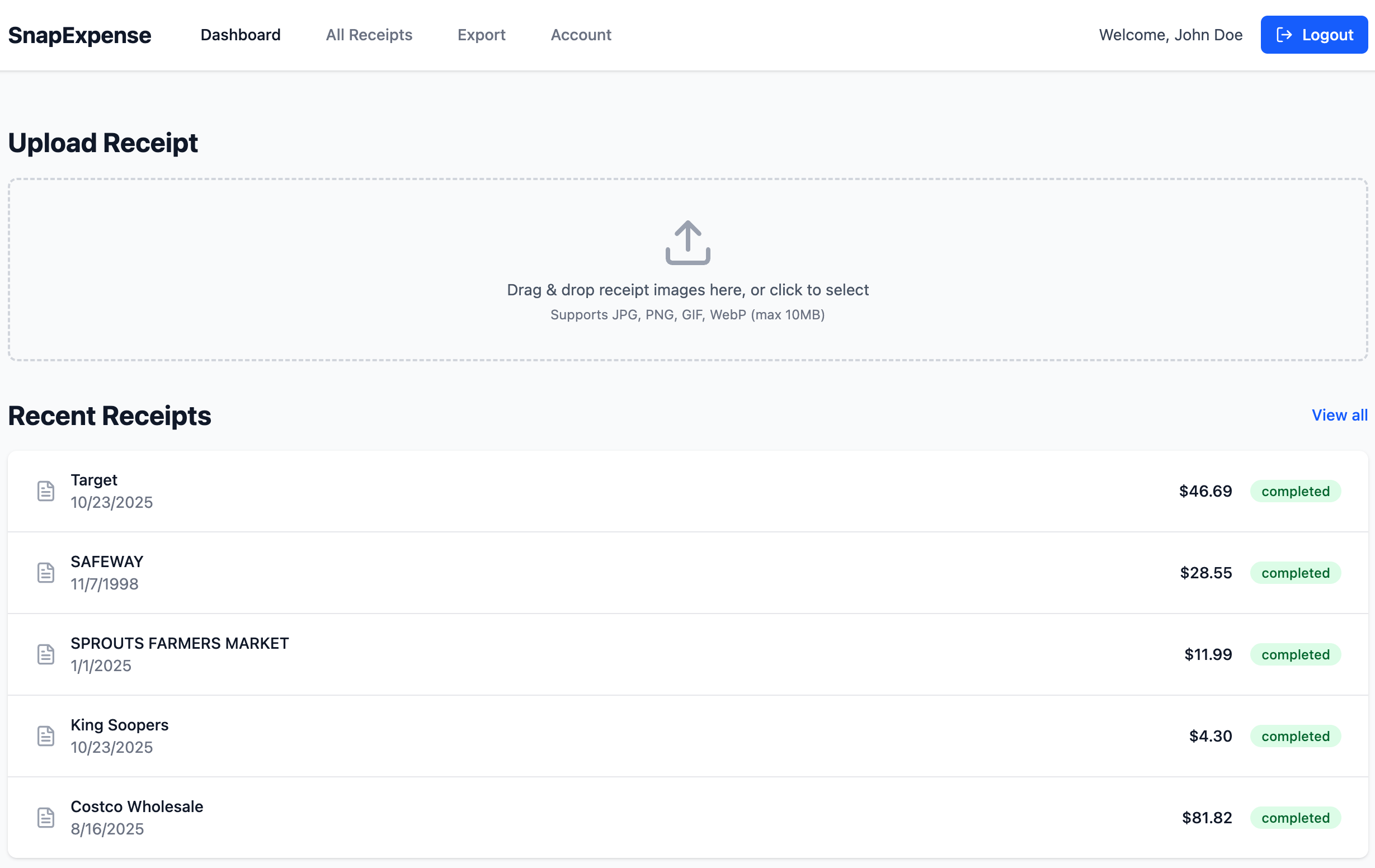 SnapExpense - Receipt & Invoice Management